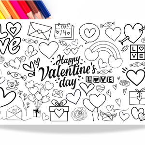 Instant Download Valentine's Day Drawing Place Mat - Fun Table Activity ...