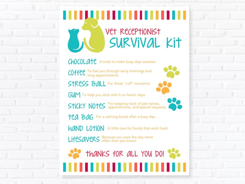 Veterinary Office Receptionist Survival Kit Printable Download, 8.5x11 ...
