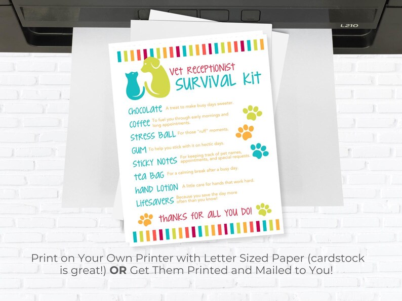 Veterinary Office Receptionist Survival Kit Printable Download, 8.5x11 ...