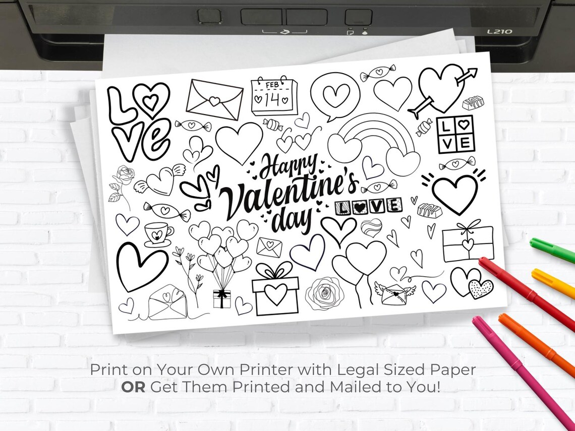 Instant Download Valentine's Day Drawing Place Mat - Fun Table Activity ...