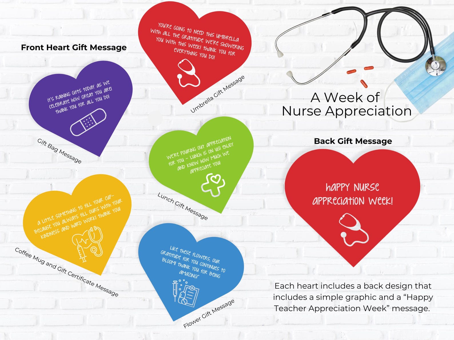 Nurse Appreciation Gift Tags: Heart-themed Printable (digital Download ...