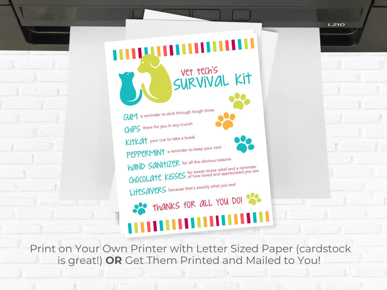 Vet Tech Survival Kit Printable: Customizable Gift (digital Download ...