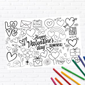 Instant Download Valentine's Day Drawing Place Mat - Fun Table Activity ...