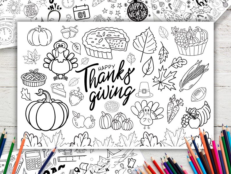 Interactive Thanksgiving Fun: Printable Kids Activity Placemat ...