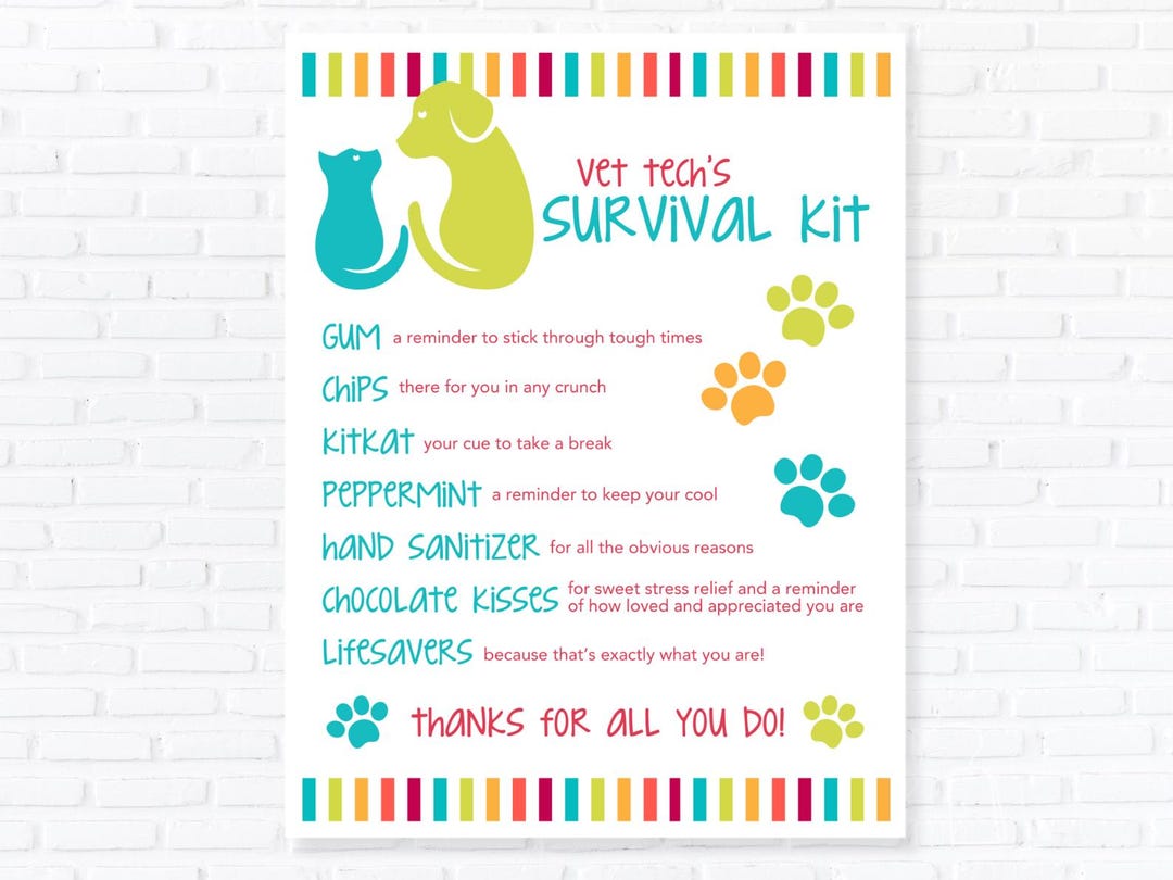 Veterinary Technician Survival Kit, Editable, Gift for Vet Tech, Self ...