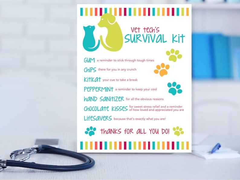 Vet Tech Survival Kit Printable: Customizable Gift (digital Download ...