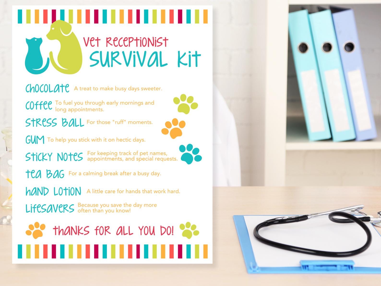 Veterinary Office Receptionist Survival Kit Printable Download, 8.5x11 ...