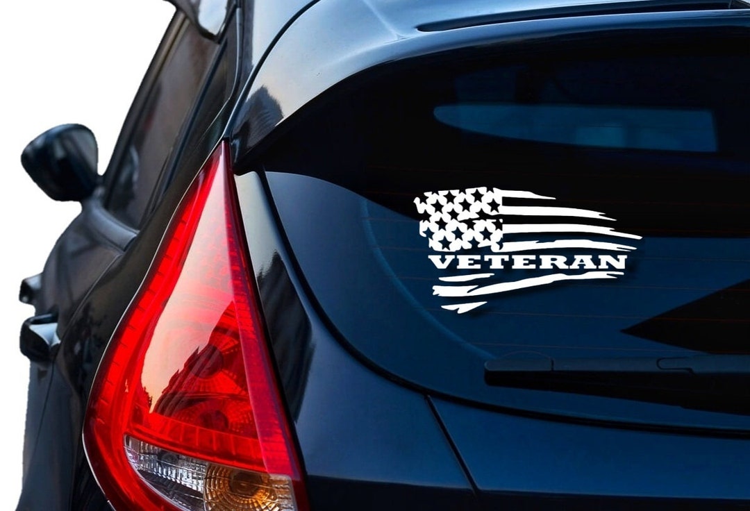 2 Pack - US Veteran Flag 6x3 Decal Sticker for Auto, Laptops, Windows ...