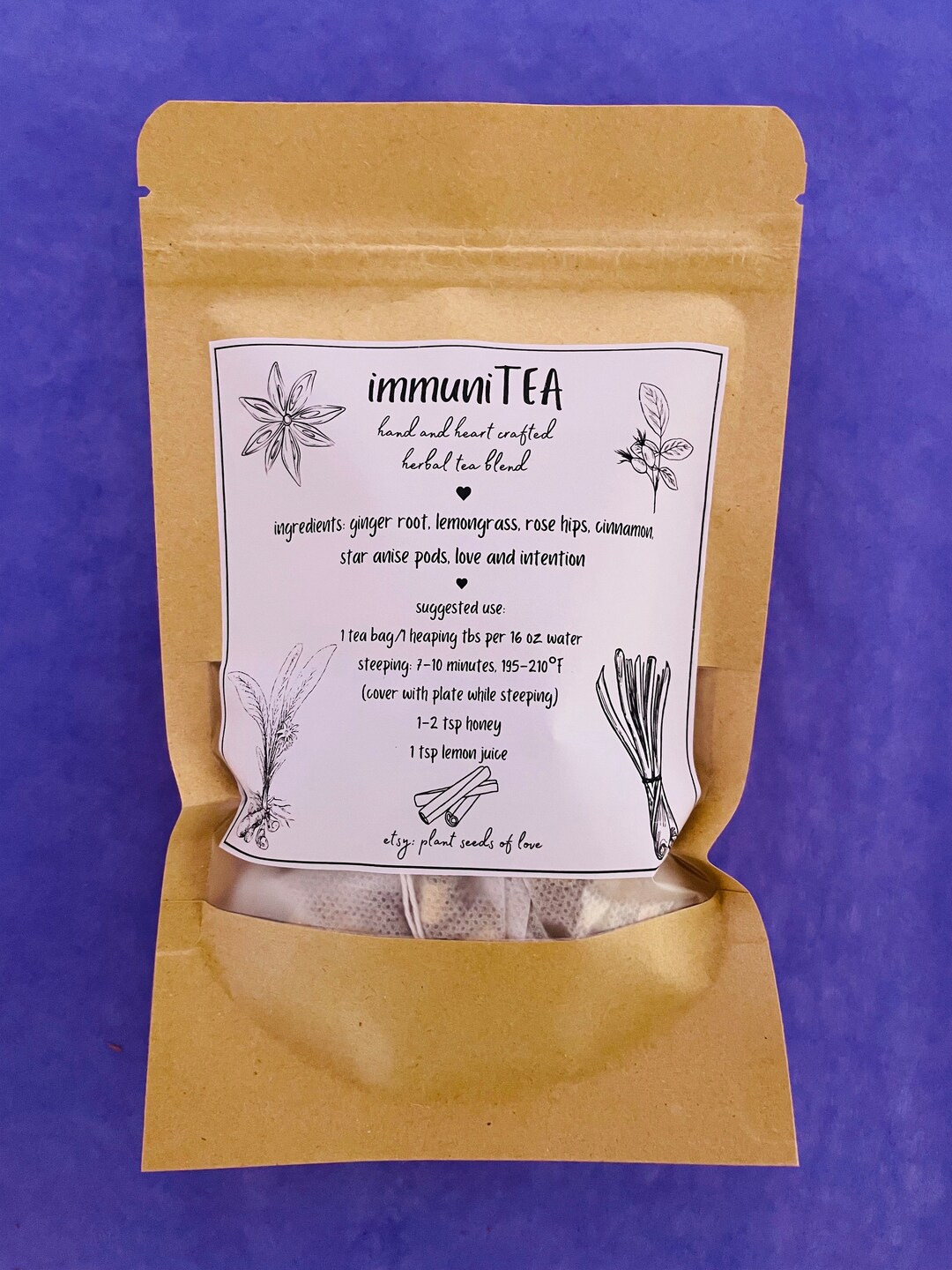 Immunitea (teacher's Bestie Blend) Hand and Heart Crafted Herbal Tea ...