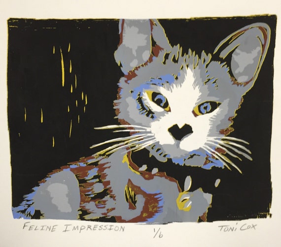 Items similar to Original screenprint by artist cat on Etsy