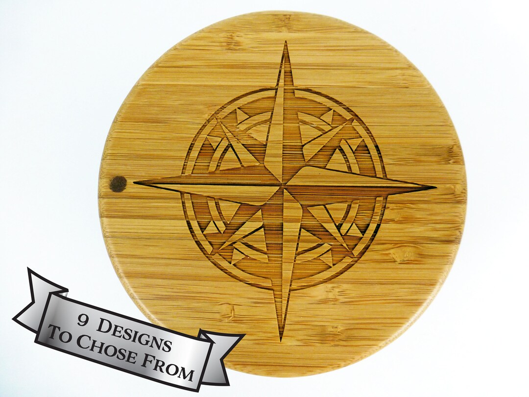 Salt Box, Laser Engraved Salt Cellar, Round Bamboo, Orca, Pine Cone ...