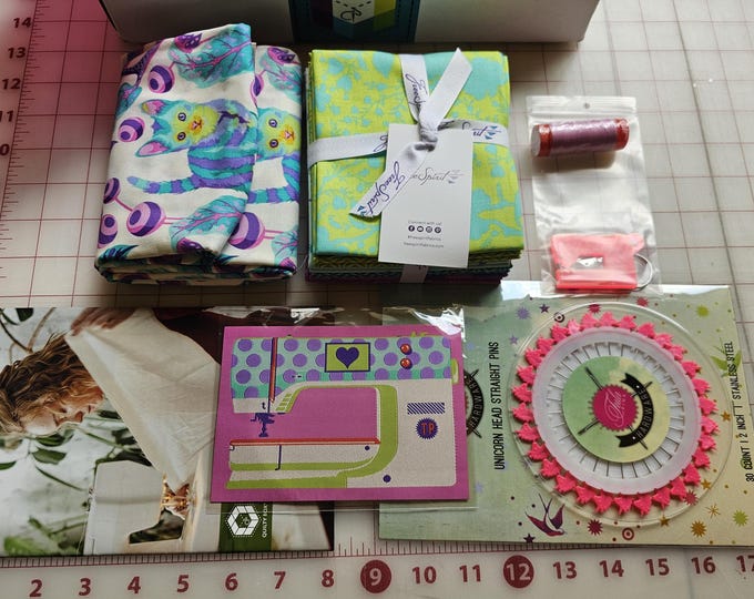 SALE! Fat Quarter Tabby Road Disco Kitty, July Quilty Box Exclusive ...