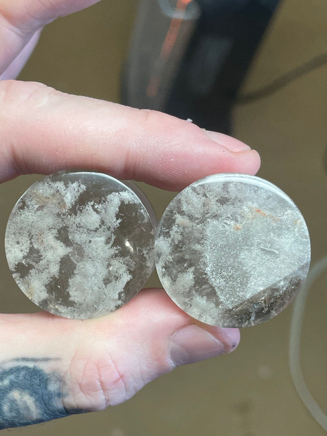 1-1/8" 28mm Garden Quartz Mountain Quartz Stone Plugs Unique Plugs ...