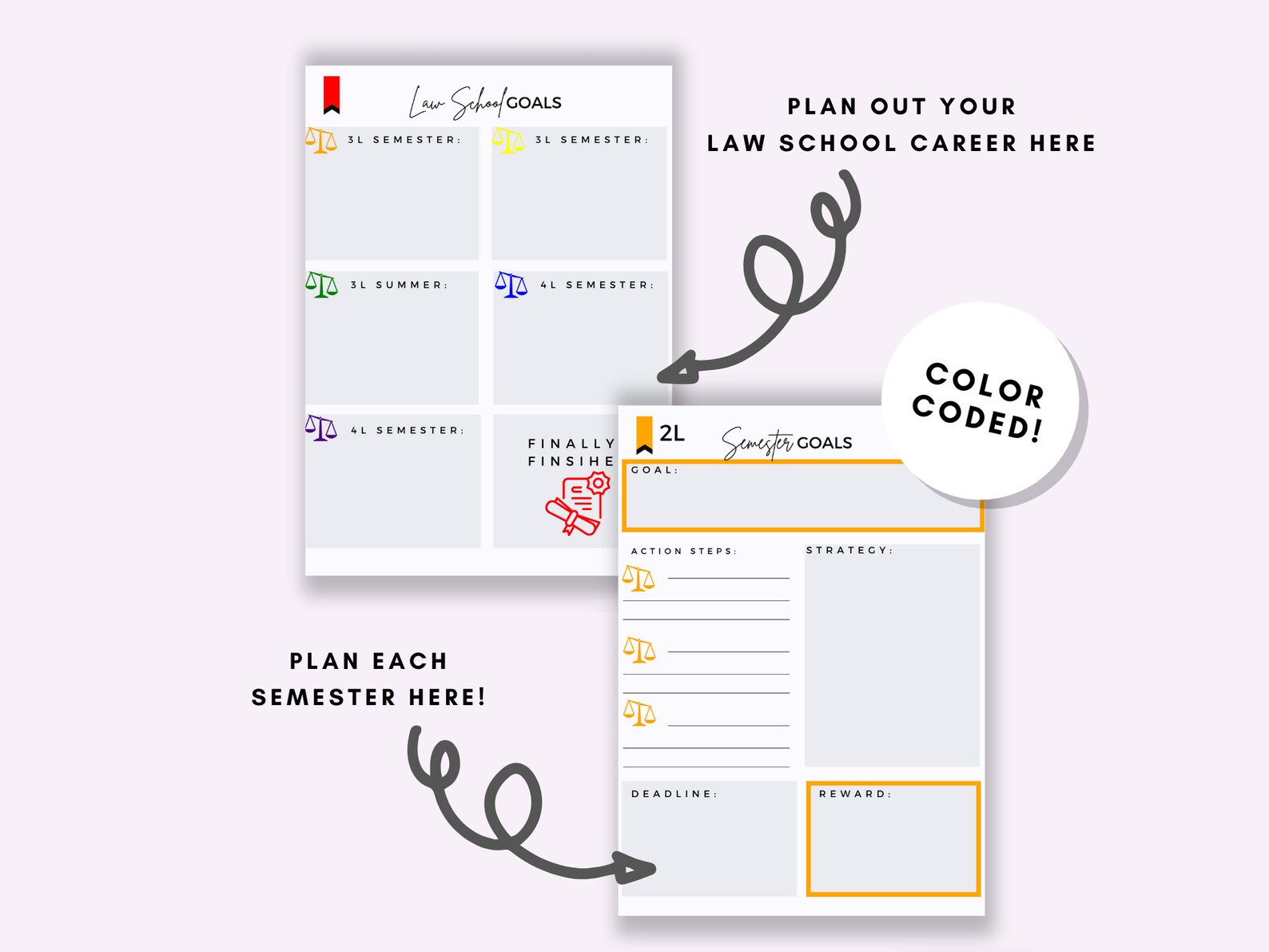 Law Student | Law School Goals Planner | Law School Goal Planner | for ...