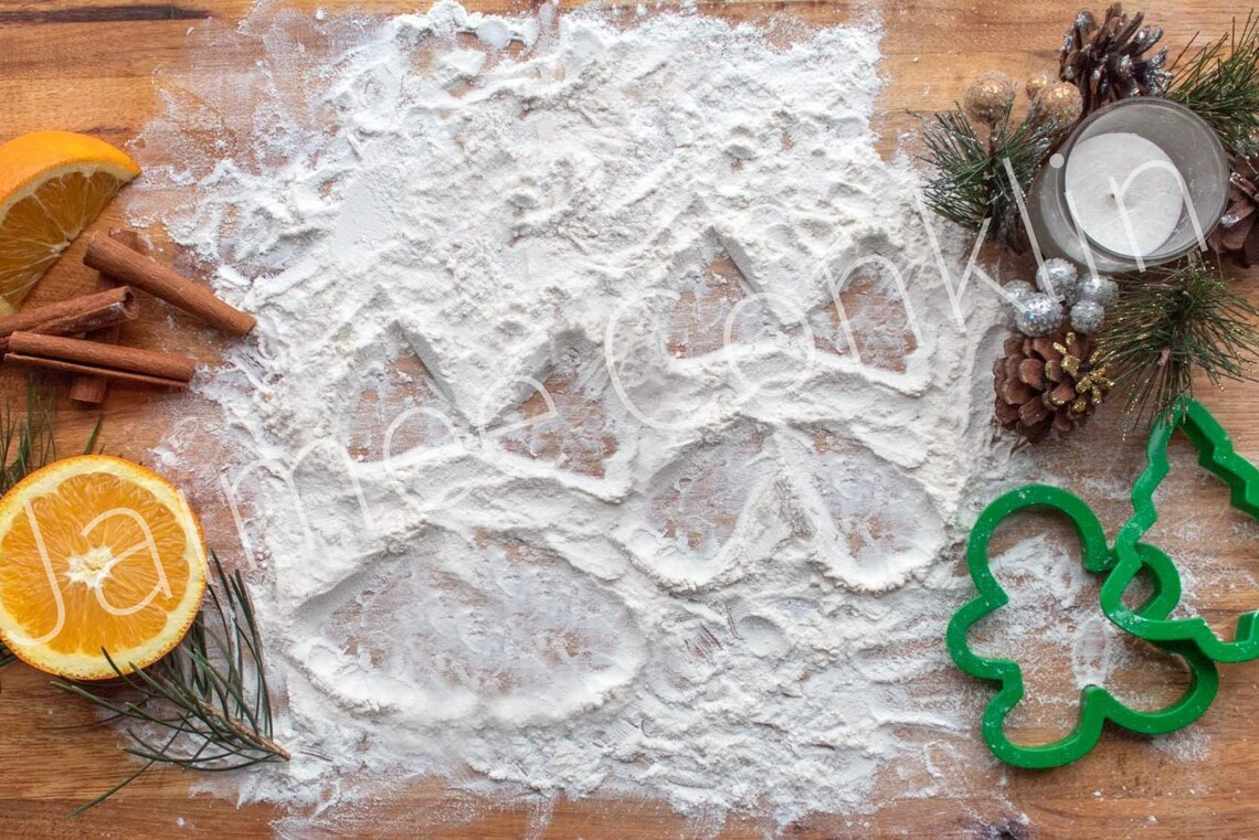 Two Children Christmas Flour Snow Angel Digital Background for ...