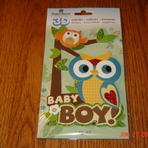 BABY BOY, Paper House 3D Stickers, 1 Large Dimensional Piece , Acid ...