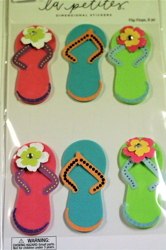FLIP FLOPS La Petites 3-dimensional Stickers 6 Piece | Etsy