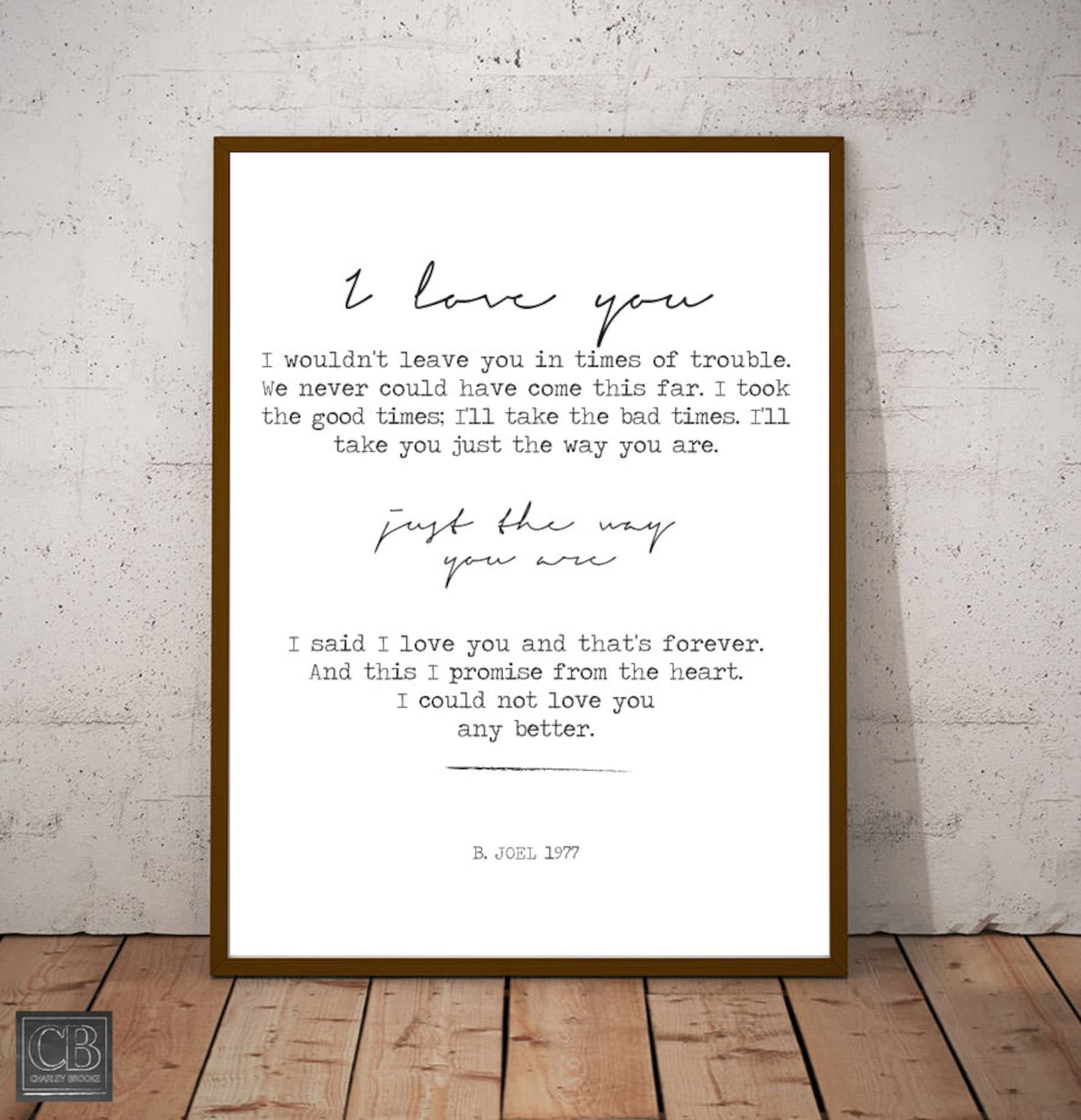 I Love You JUST the WAY YOU Are Billy Joel Song Lyrics - Etsy