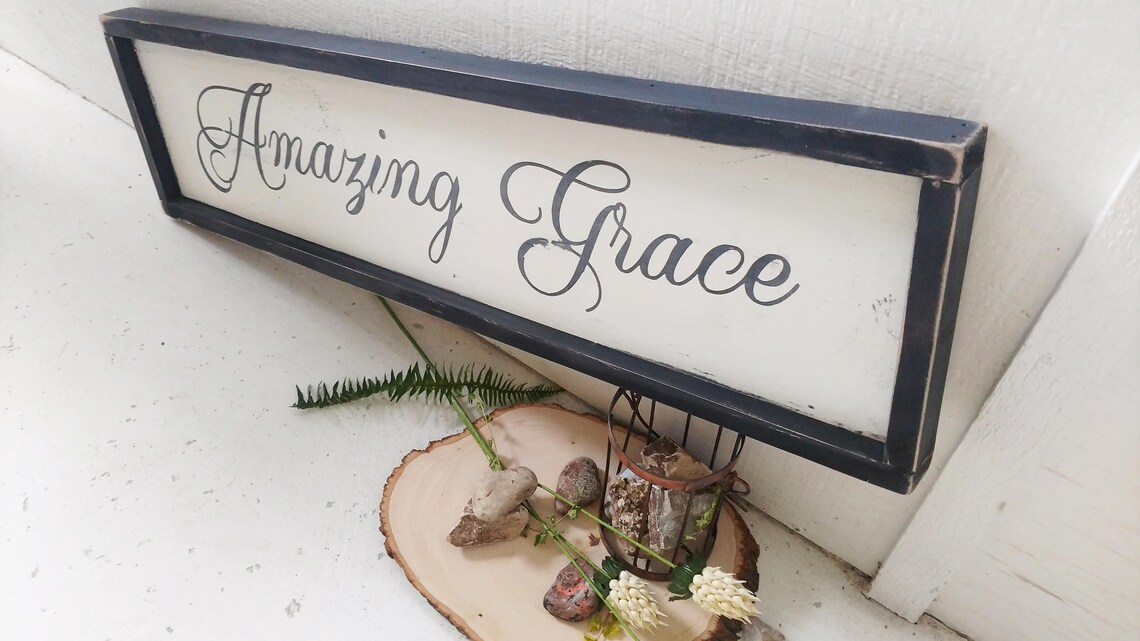 AMAZING GRACE Wood SIGN // Wooden Sign // Faith Sign // Black - Etsy