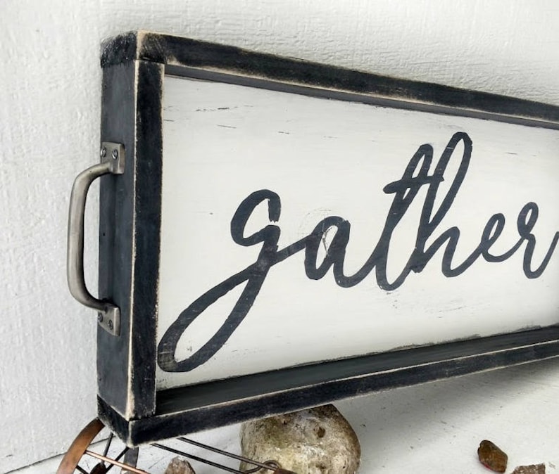 GATHER Wood Tray // TV Tray // Kitchen Tray // Wooden Sign // Rustic ...