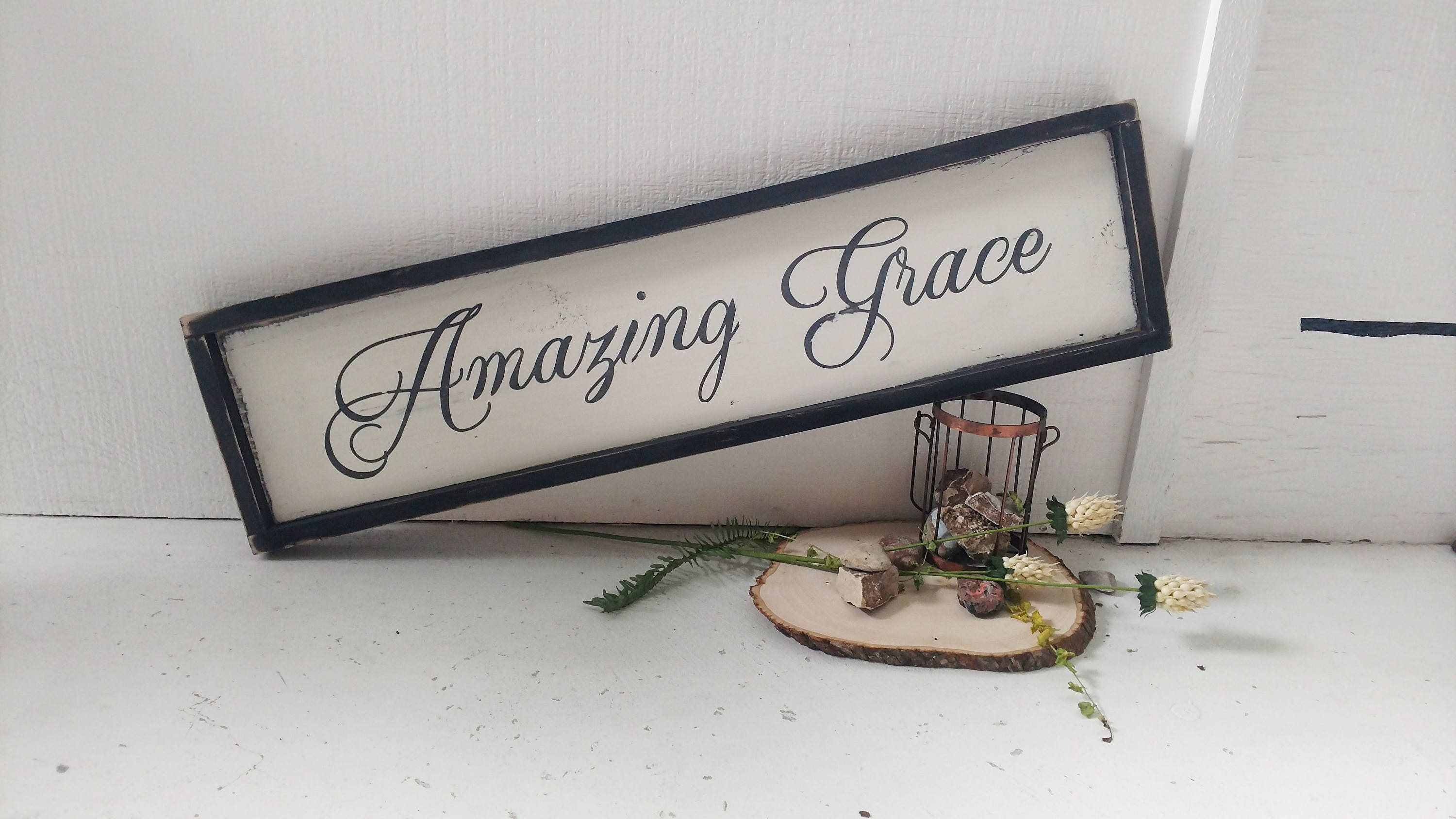 AMAZING GRACE wood SIGN // wooden sign // faith sign // black | Etsy