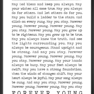 FOREVER YOUNG Poster | Bob Dylan Lyrics | Song Lyric Prints | Wall Art ...