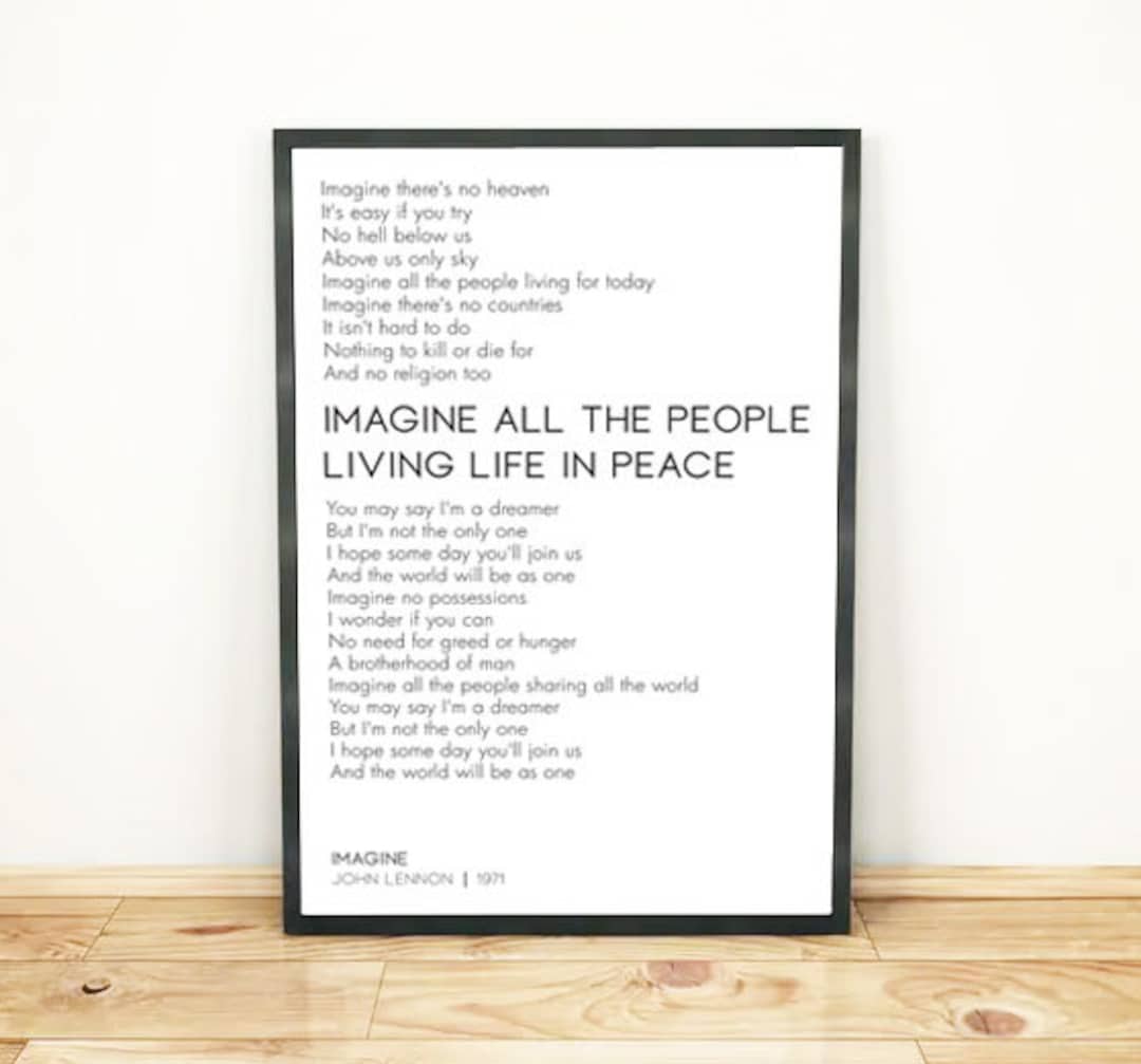 IMAGINE Wall Print | JOHN LENNON Poster | the Beatles Lyrics Wall Art ...