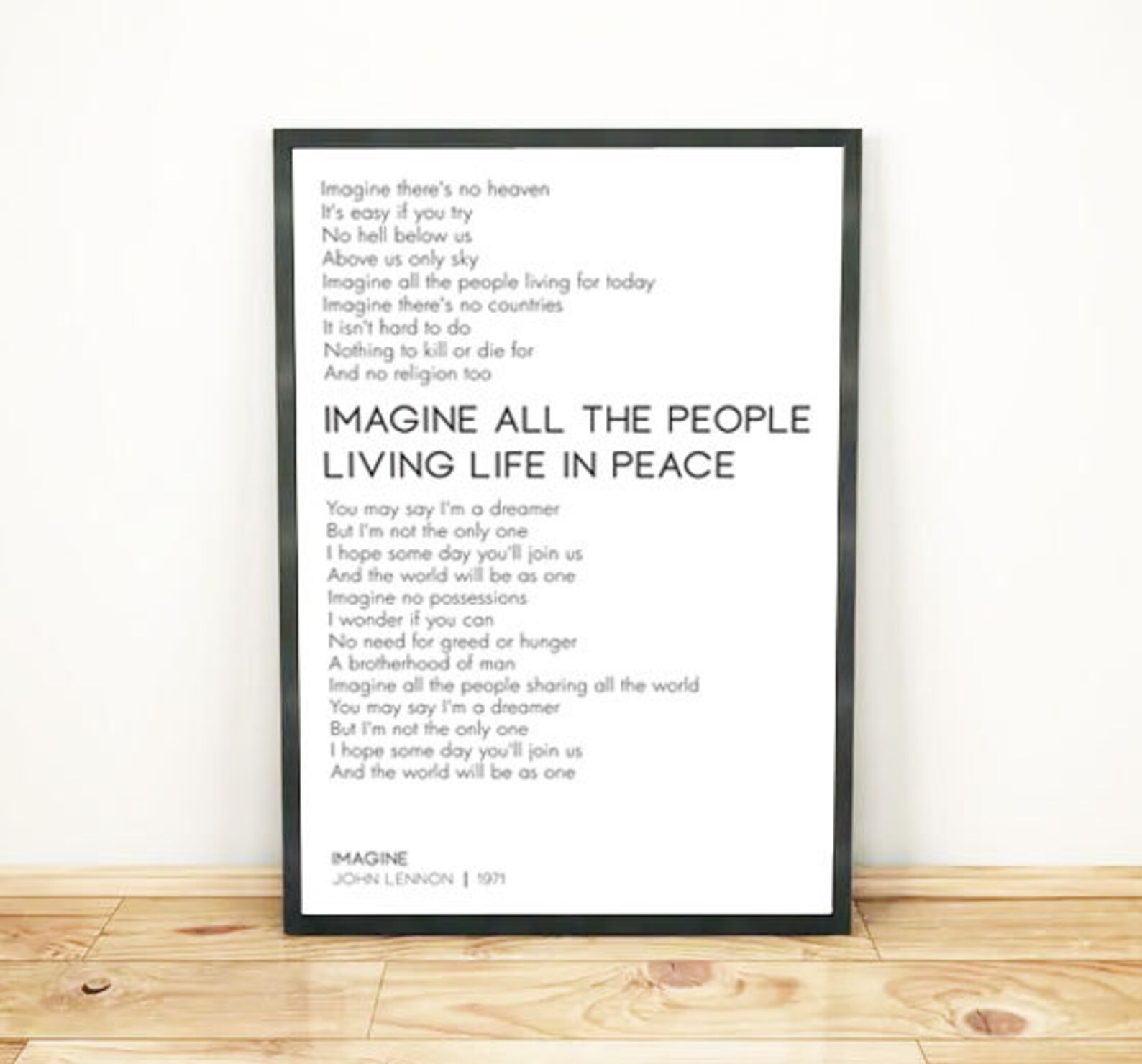 IMAGINE Wall Print JOHN LENNON Poster the Beatles Lyrics Wall Art ...