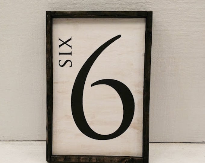 WOOD NUMBER SIGN Vintage Number Sign Family Number Sign Framed Number ...