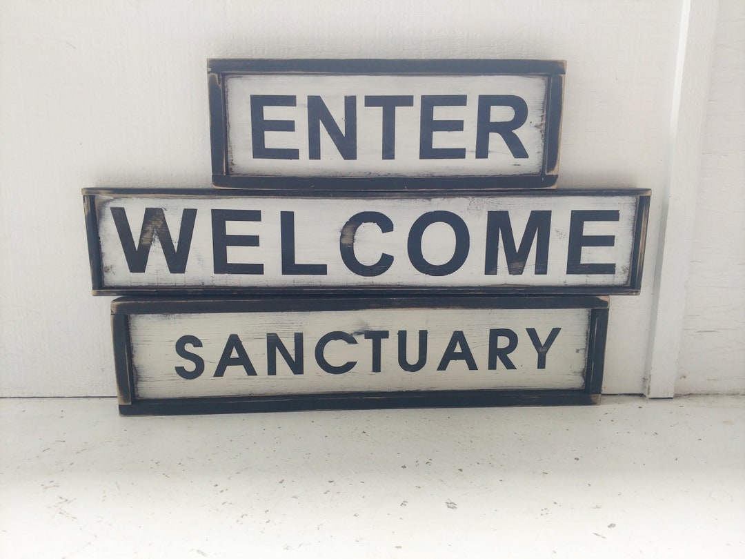 ENTER Sign | SANCTUARY Sign | Welcome Sign | Entry Way Sign | Rustic ...