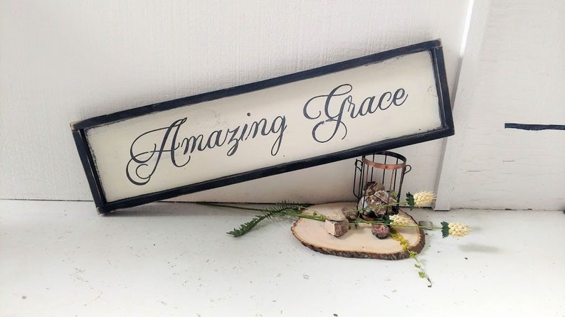 AMAZING GRACE Wood SIGN // Wooden Sign // Faith Sign // Black Frame ...