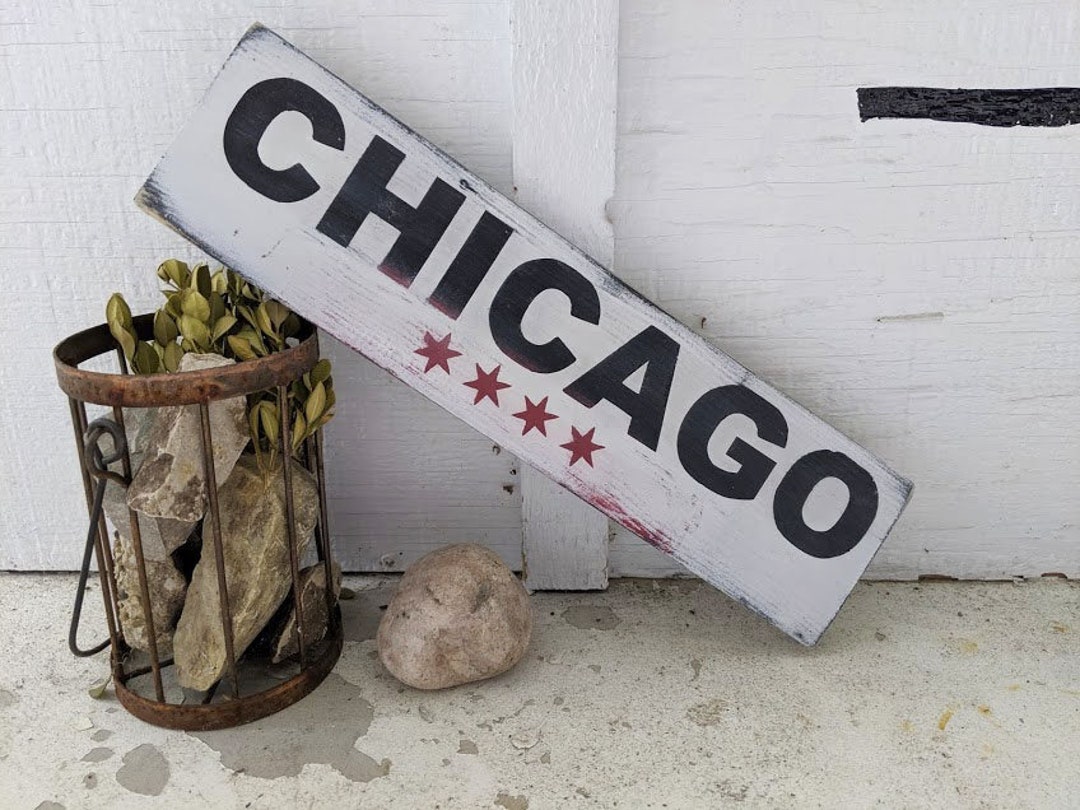 CHICAGO WOOD SIGN | 4 Star Chicago Sign | City of Chicago | Vintage ...
