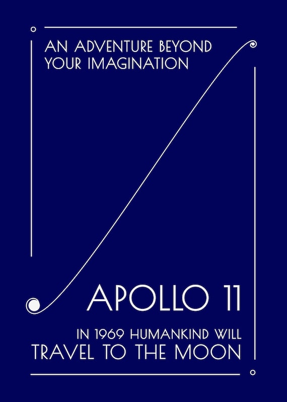 Retro Sci Fi Apollo 11 Art Deco Mirror Vinyl Sticker - Etsy