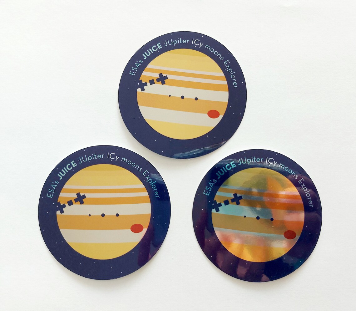 Sticker JUICE Jupiter Icy Moons Explorer, Vinyl Sticker, Reimagined ...