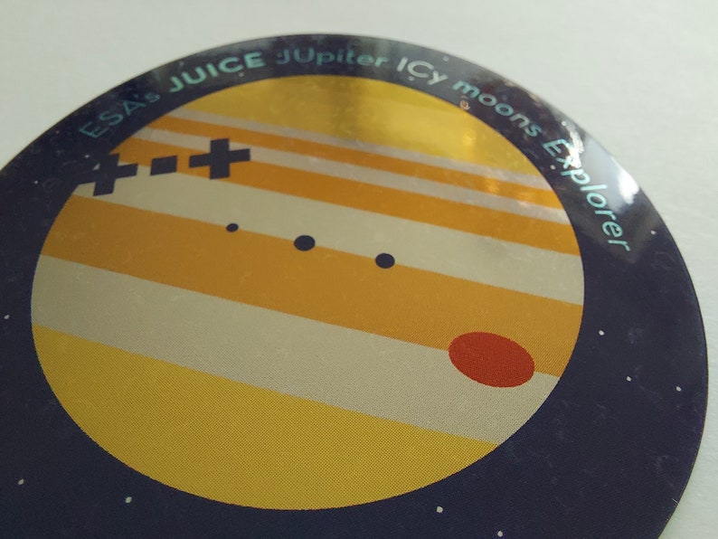 Sticker JUICE Jupiter Icy Moons Explorer, Vinyl Sticker, Reimagined ...