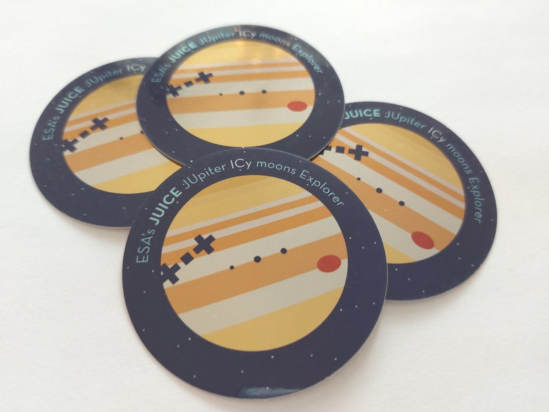Sticker JUICE Jupiter Icy Moons Explorer, Vinyl Sticker, Reimagined ...