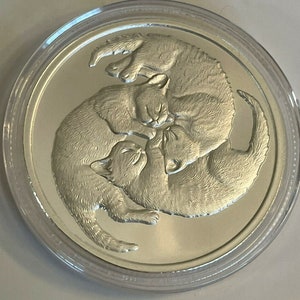 2020 THREE SLEEPING CATS 1 Oz .999 Fine Silver High Relief Kitten Pet ...