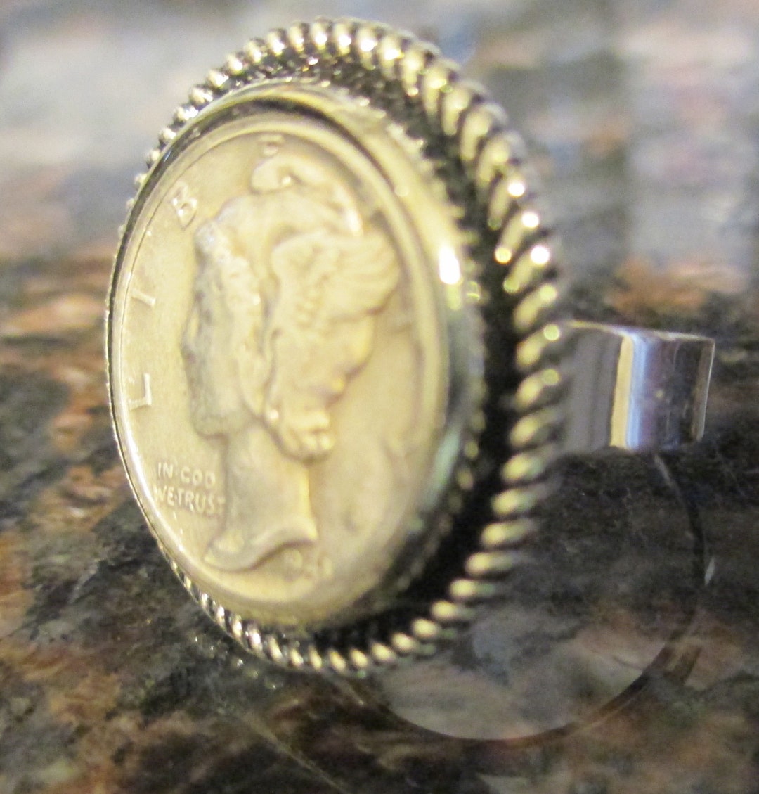 Adjustable Mercury Dime Ring, New Fancy Design - Etsy