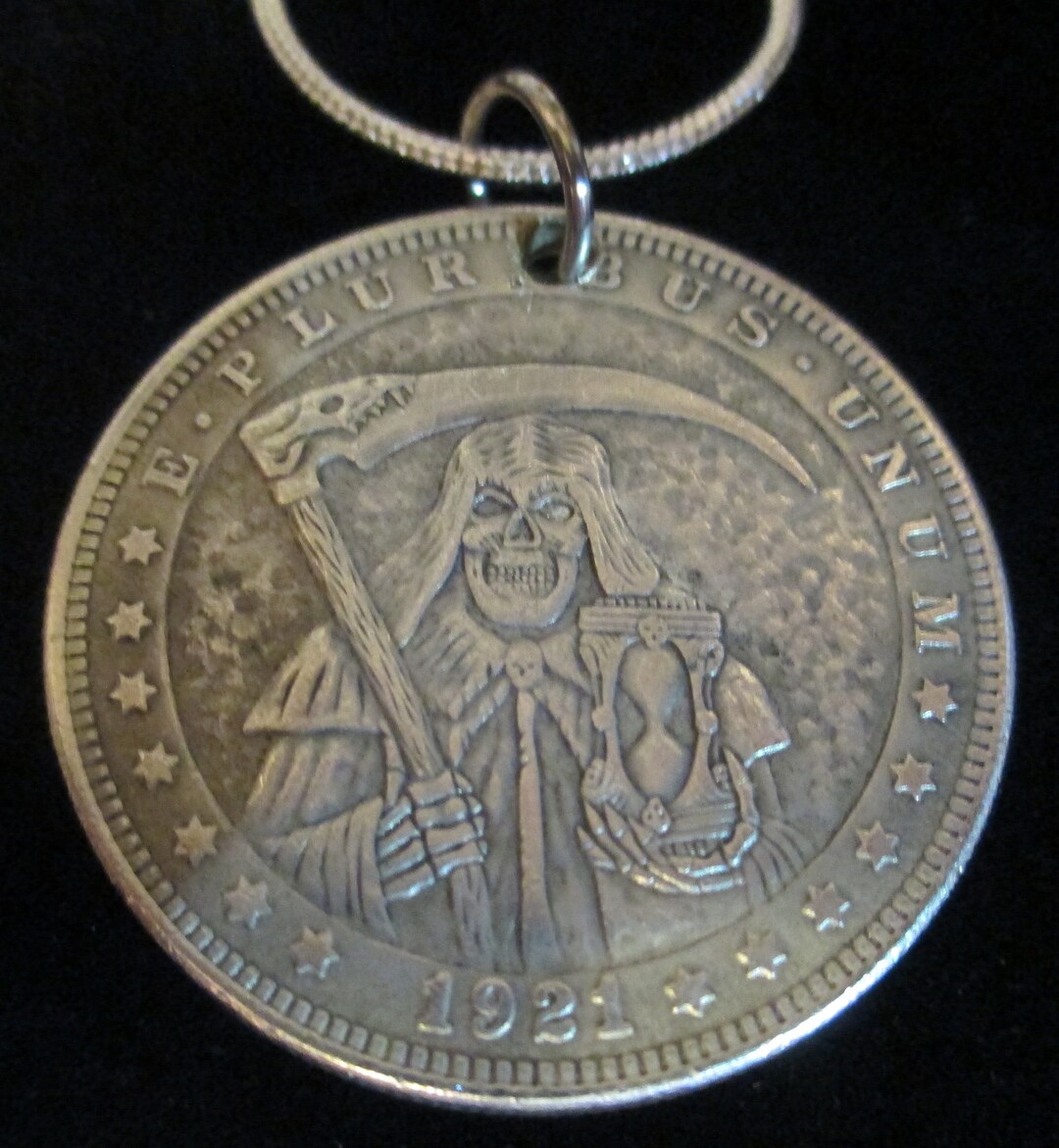 Hobo Nickel Coin US 1921 Morgan Dollar With Santa Muerte Holding a ...