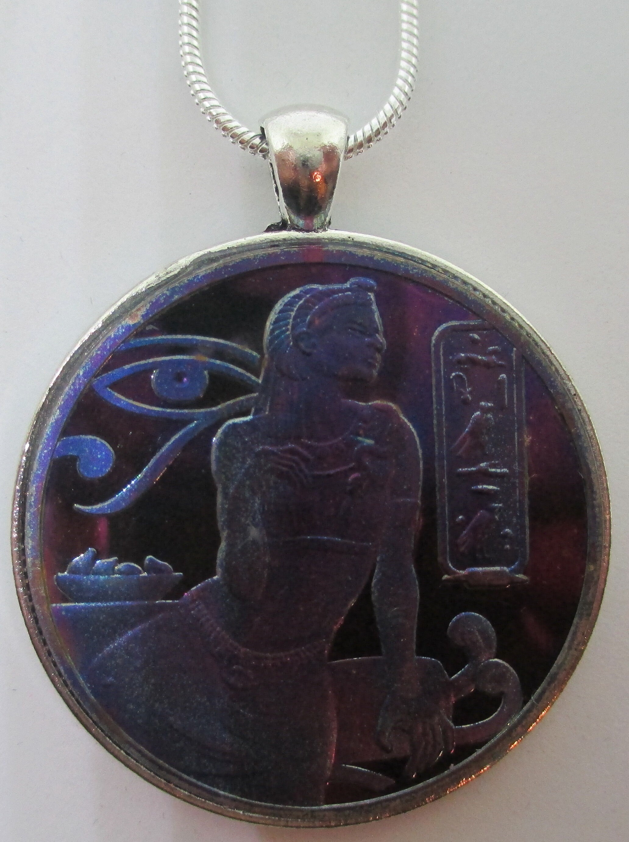 Ancient Egyptian Cleopatra Colored COIN/PENDANT With Sterling Silver ...