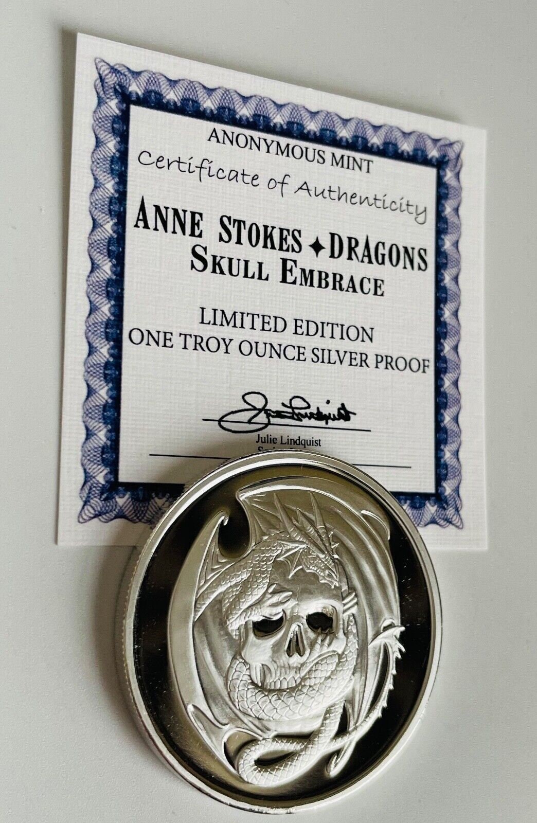 1 Oz Silver Proof Round Anne Stokes Dragons skull Embrace - Etsy