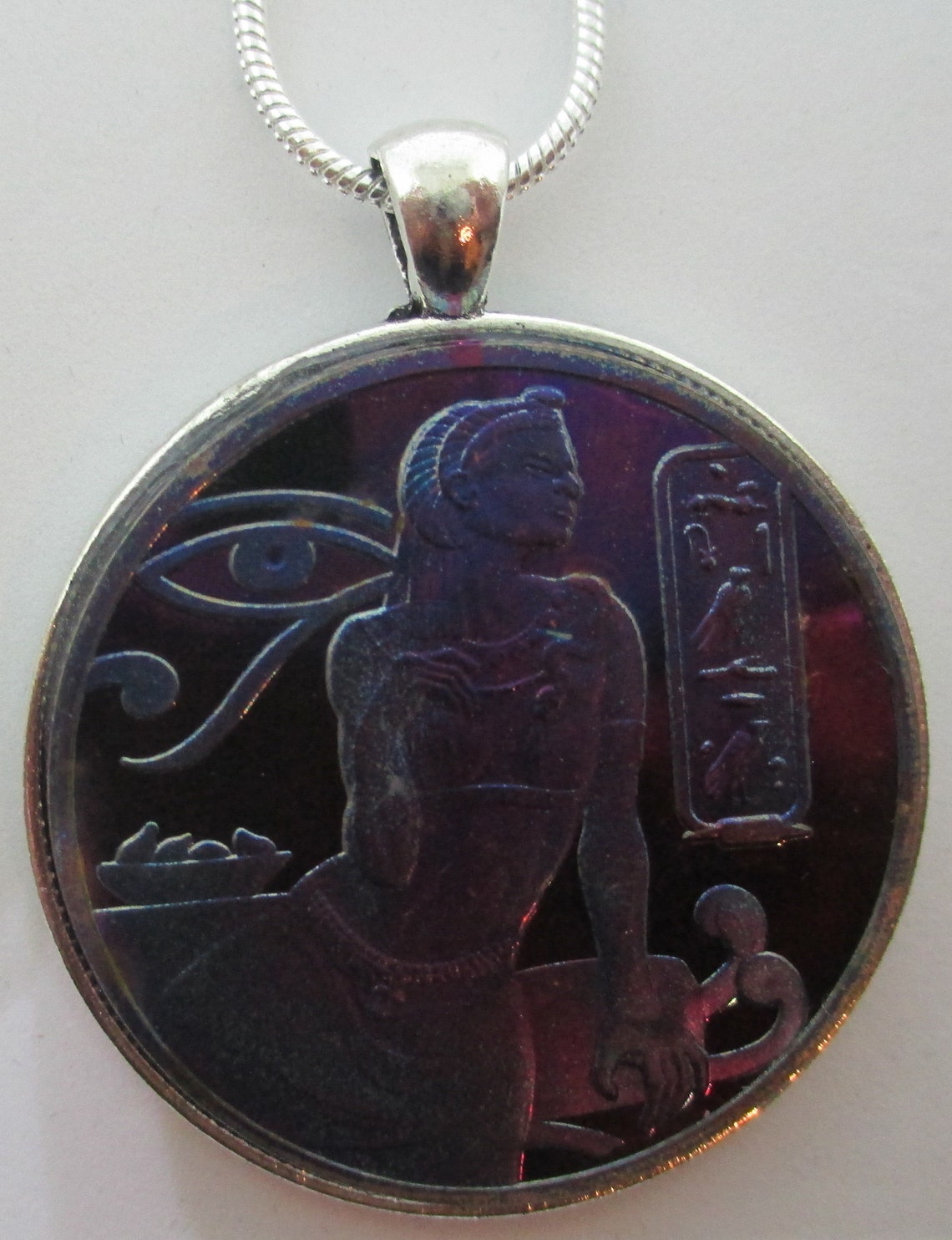 Ancient Egyptian Cleopatra Colored COIN/PENDANT With Sterling Silver ...