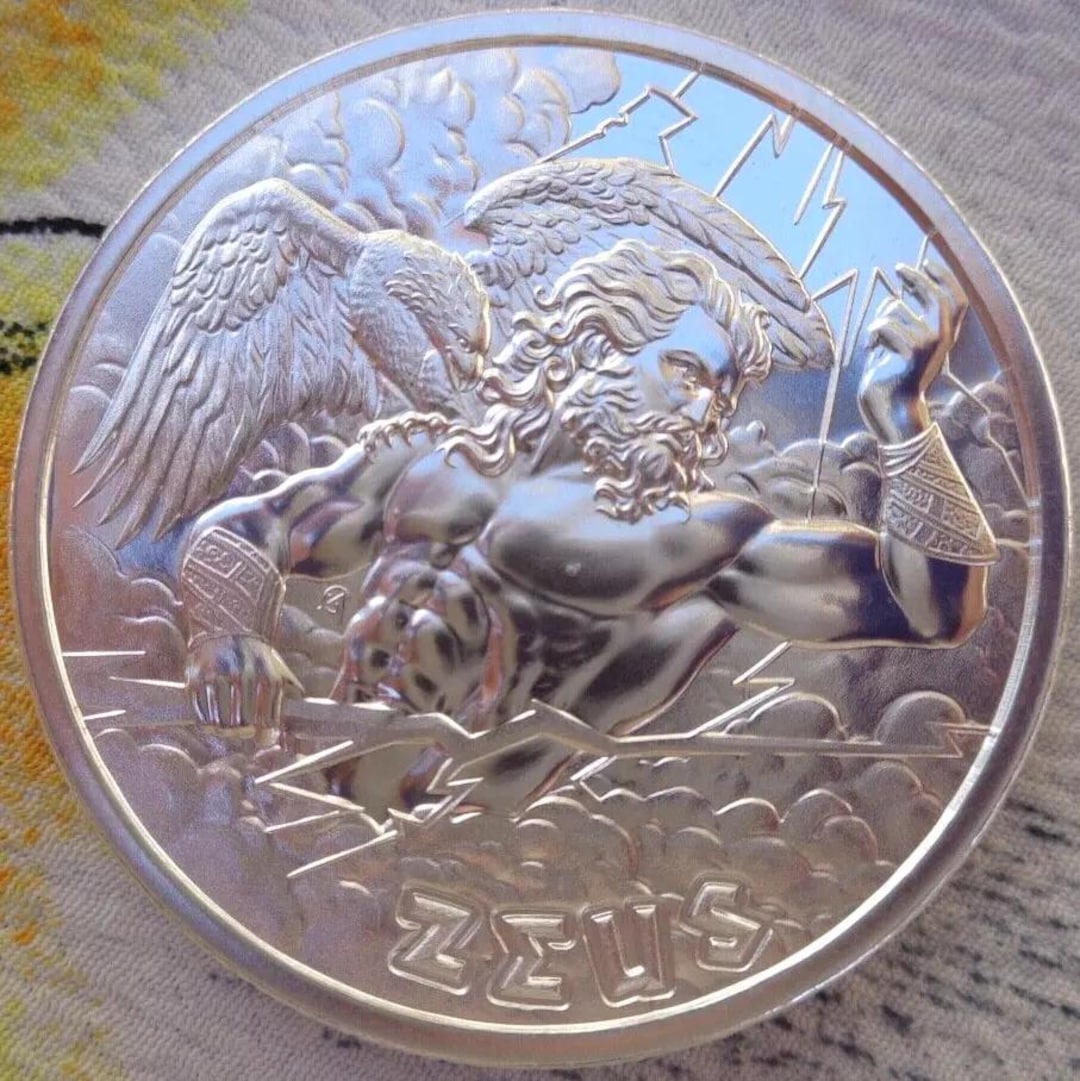 1 Oz. Zeus the God of the Sky Greek Mythology Round BU .999 Fine Silver ...
