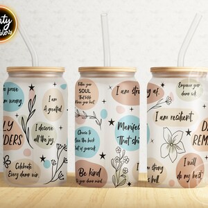 Daily Reminder Glass Can , Boho Daily Reminders Affirmations Motivation ...