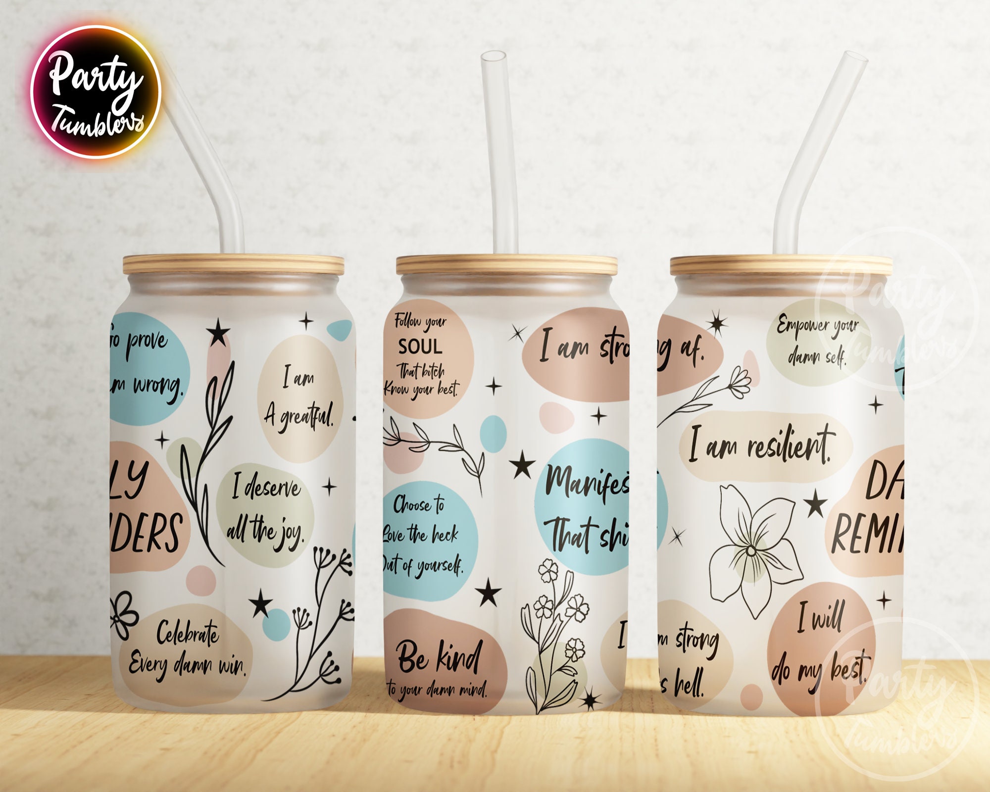 Daily Reminder Glass Can , Boho Daily Reminders Affirmations Motivation ...