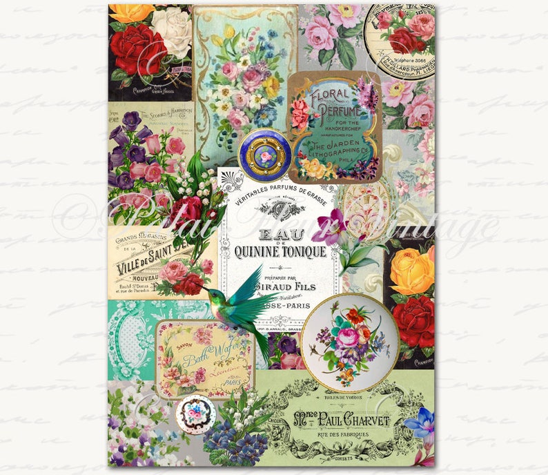 A4 Victorian Rose Decoupage Art Paper Digital Instant Download Vintage ...