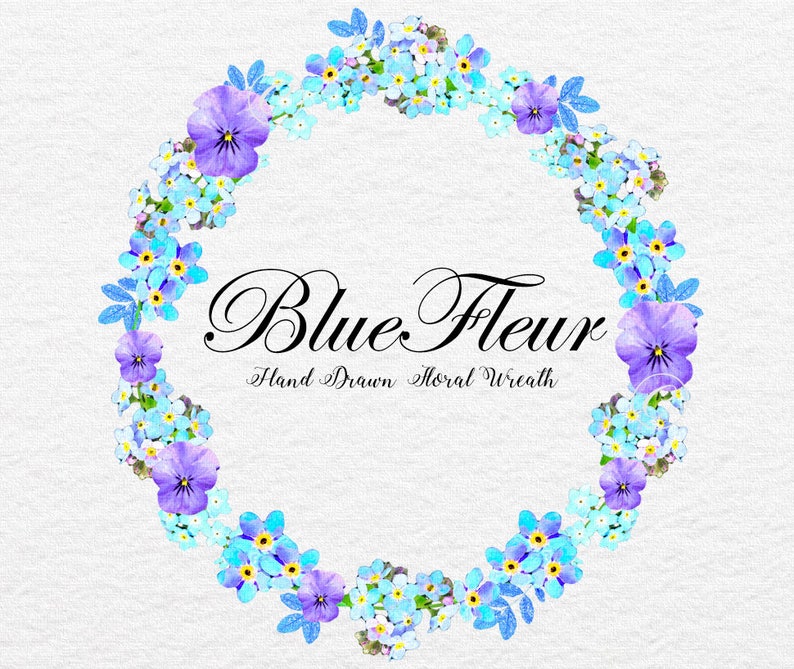 Watercolor Blue Floral Wreath PNG Clip Art, Hand Painted Watercolour ...
