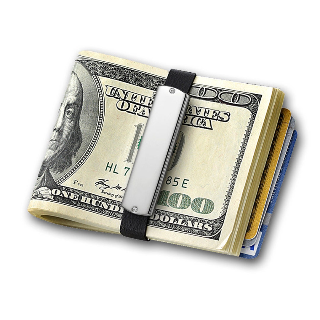 Lux Stainless Steel Elastic Money Band With 2 Cz's, FREE Engraving ...