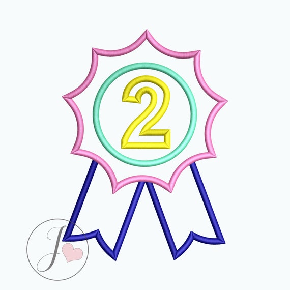 Award Ribbon Number 2 Applique Design Award Ribbon Applique | Etsy