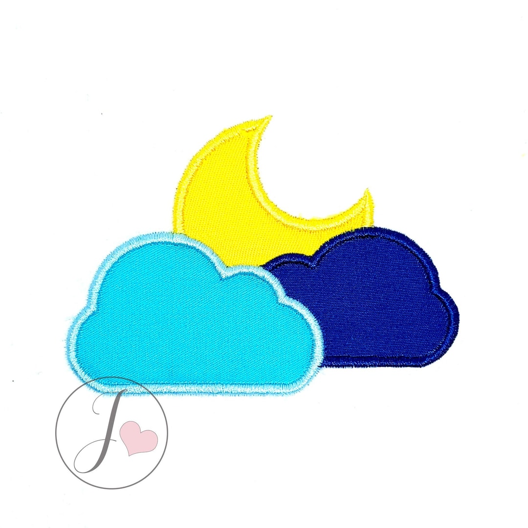Moon and Clouds Machine Applique Design (digital Download) - Etsy